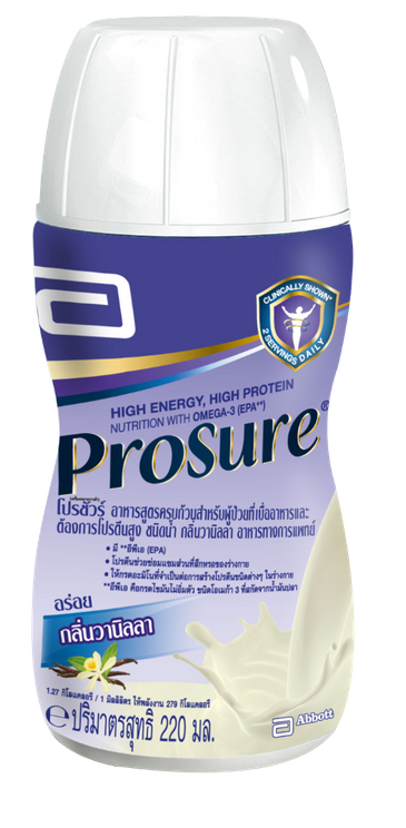 Abbott Prosure Sol สูตรครบถ้วนสำหรับผู้ป่วยเบื่ออาหาร รสวนิลา 220 มล.