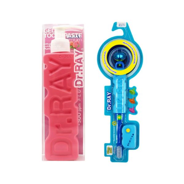 DR.RAY Peach Mint Toothpaste Gel 150 กรัม + แปรงสีฟัน รุ่น MAGICAL GYRO