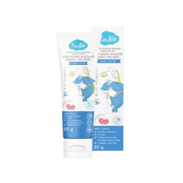 KINDEE Organic Toothpaste Strawberry คินดี้ยาสีฟันเด็กออร์แกนิค สตรอ ...