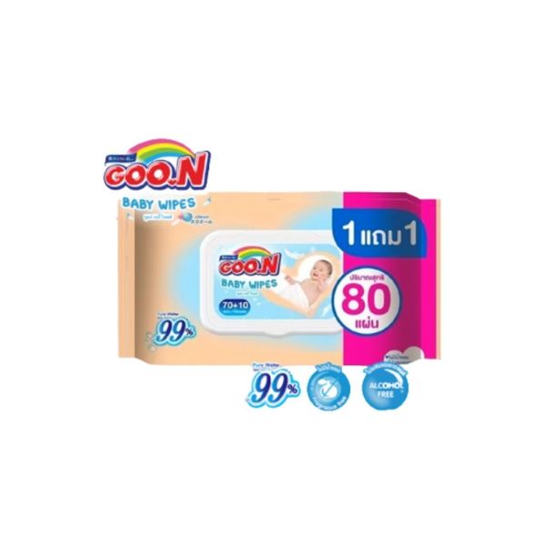 GOON BABY WIPES ผ้าทำความสะอาด แพ็คคู่ (80 แผ่น x 2)