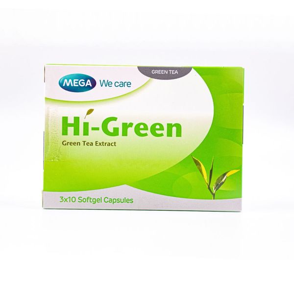Mega Hi Green 375mg. เมก้า ไฮ กรีน สารสกัดชาเขียว (30 แคปซูล)
