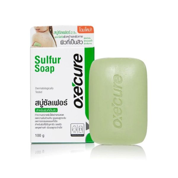 Oxe Cure Sulfur Soap 100 กรัม สบู่ซัลเฟอร์สำหรับผู้มีปัญหาสิว ผิวมัน