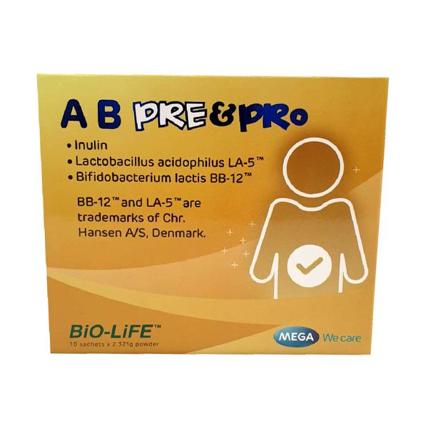 Mega Bio Life A B Pre&Pro Powder 2.321 กรัม 10 ซอง
